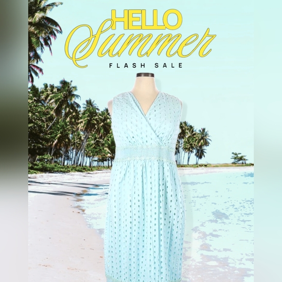 Roman's | Dresses | Romans Cotton Blue Eyelet Dress | Poshmark